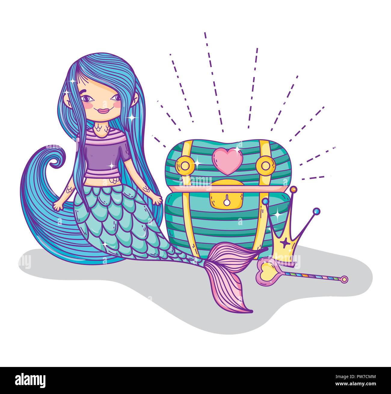 cute mermaid cartoon Stock Vector Image & Art - Alamy