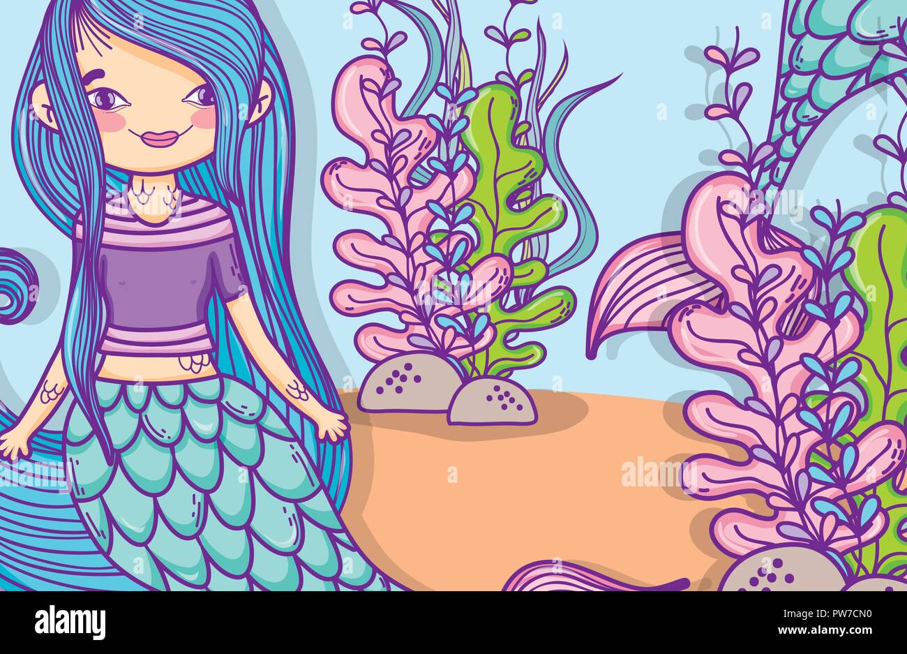 cute mermaid cartoon Stock Vector Image & Art - Alamy