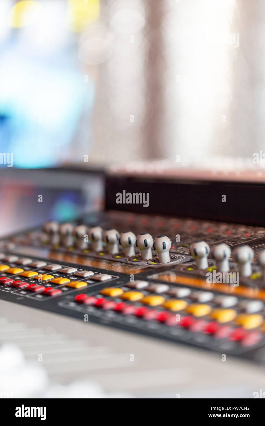 Mixing console of light equipment operator at the concert. Sound ...