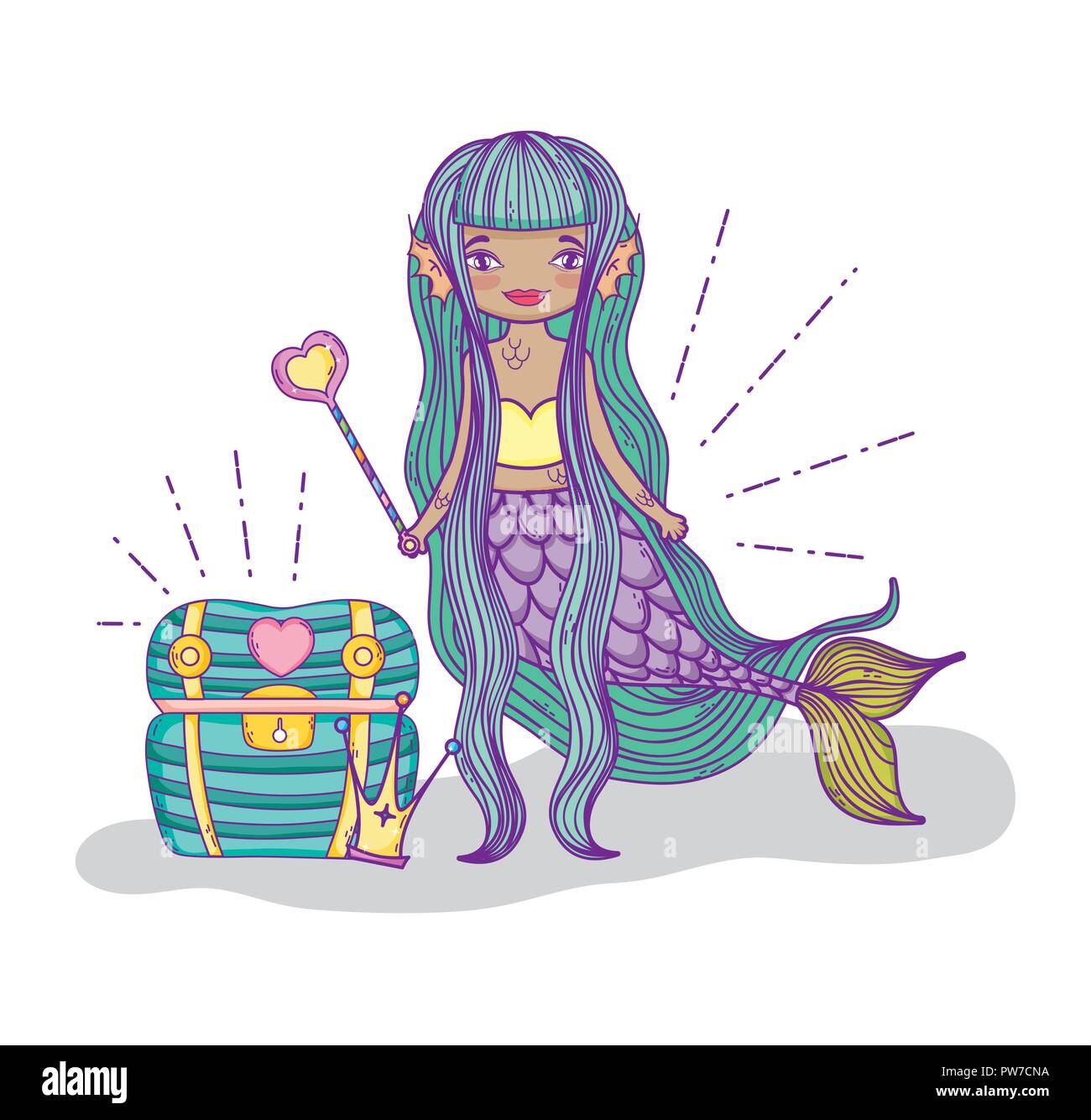cute mermaid cartoon Stock Vector Image & Art - Alamy