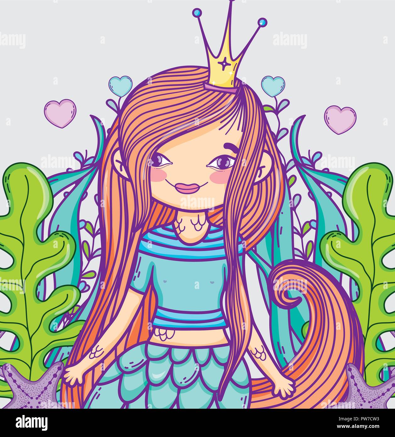 cute mermaid cartoon Stock Vector Image & Art - Alamy