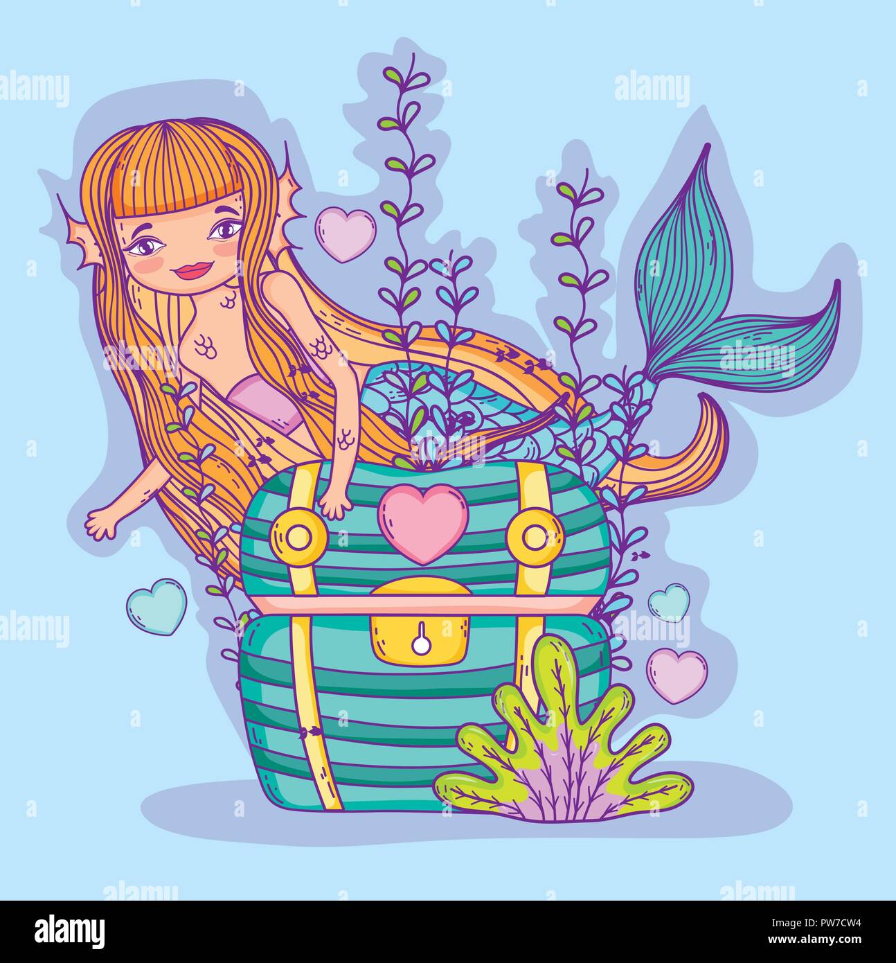 cute mermaid cartoon Stock Vector Image & Art - Alamy
