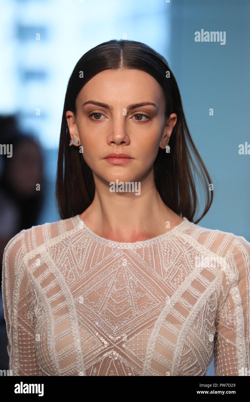 NEW YORK, NY - APRIL 13: A model walks the runway for the Justin ...