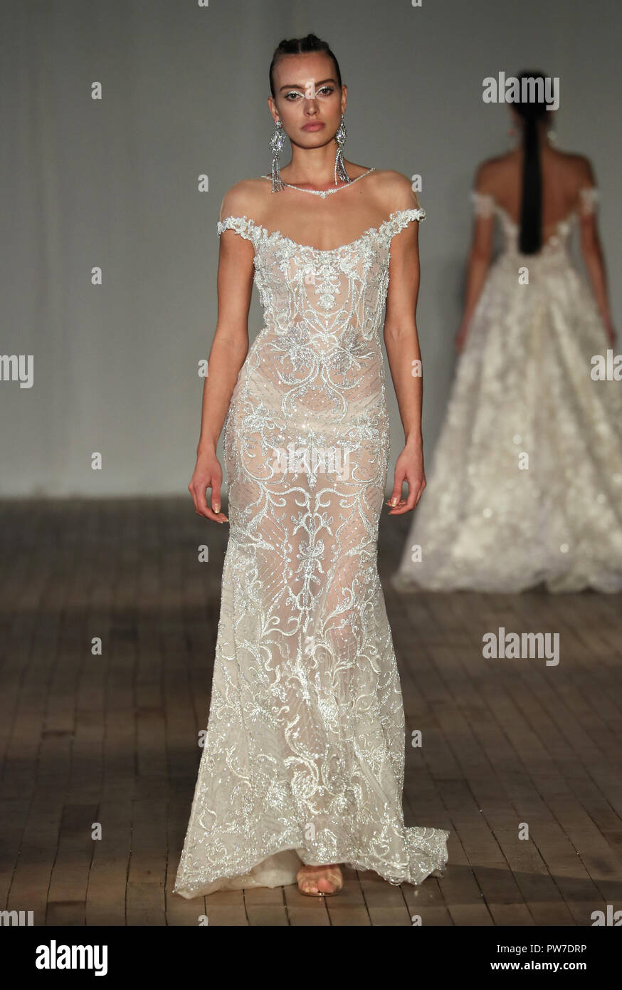 NEW YORK, NY - APRIL 13: A model walks the runway for the Berta Bridal ...