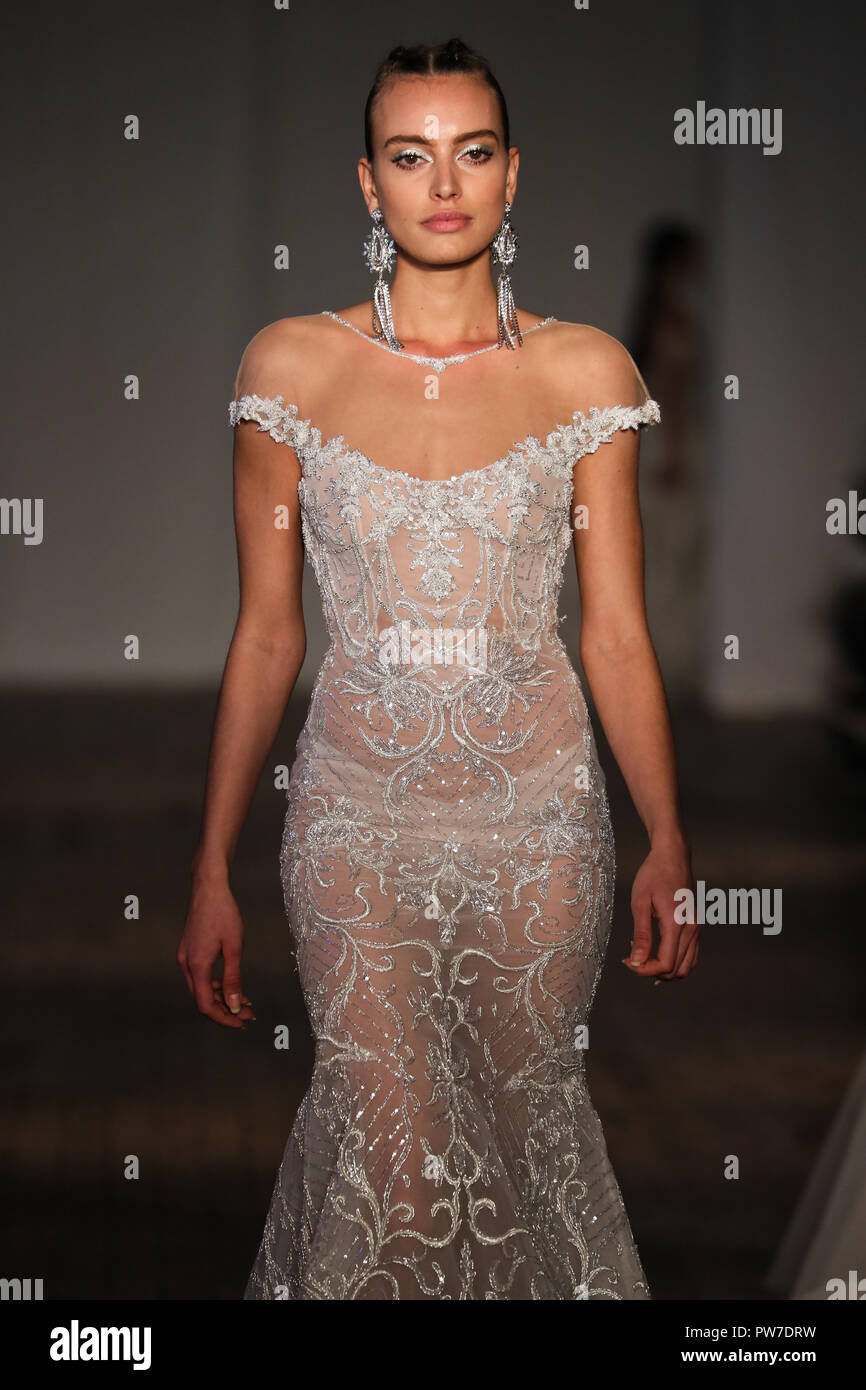NEW YORK, NY - APRIL 13: A model walks the runway for the Berta Bridal ...