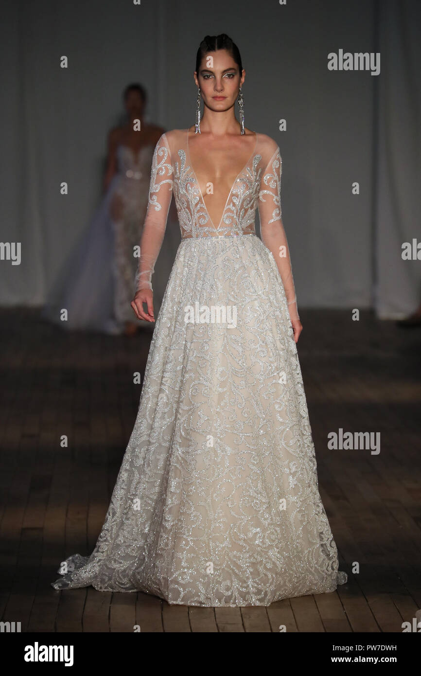 NEW YORK, NY - APRIL 13: A model walks the runway for the Berta Bridal ...