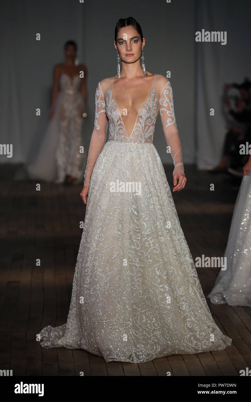 NEW YORK, NY - APRIL 13: A model walks the runway for the Berta Bridal ...
