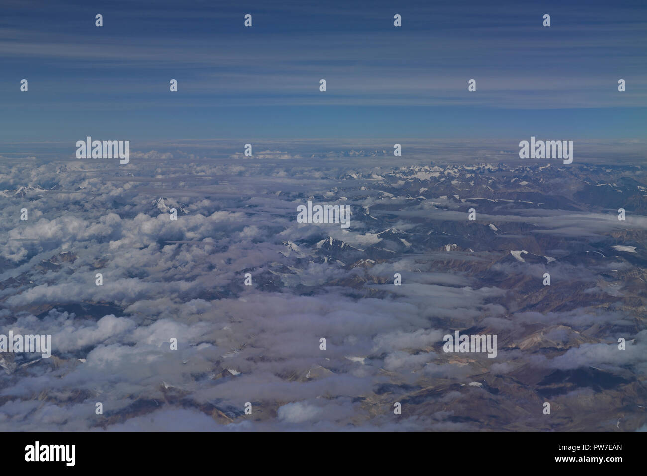 View of the Zanskar and Ladakh mountain ranges from above, Ladakh ...