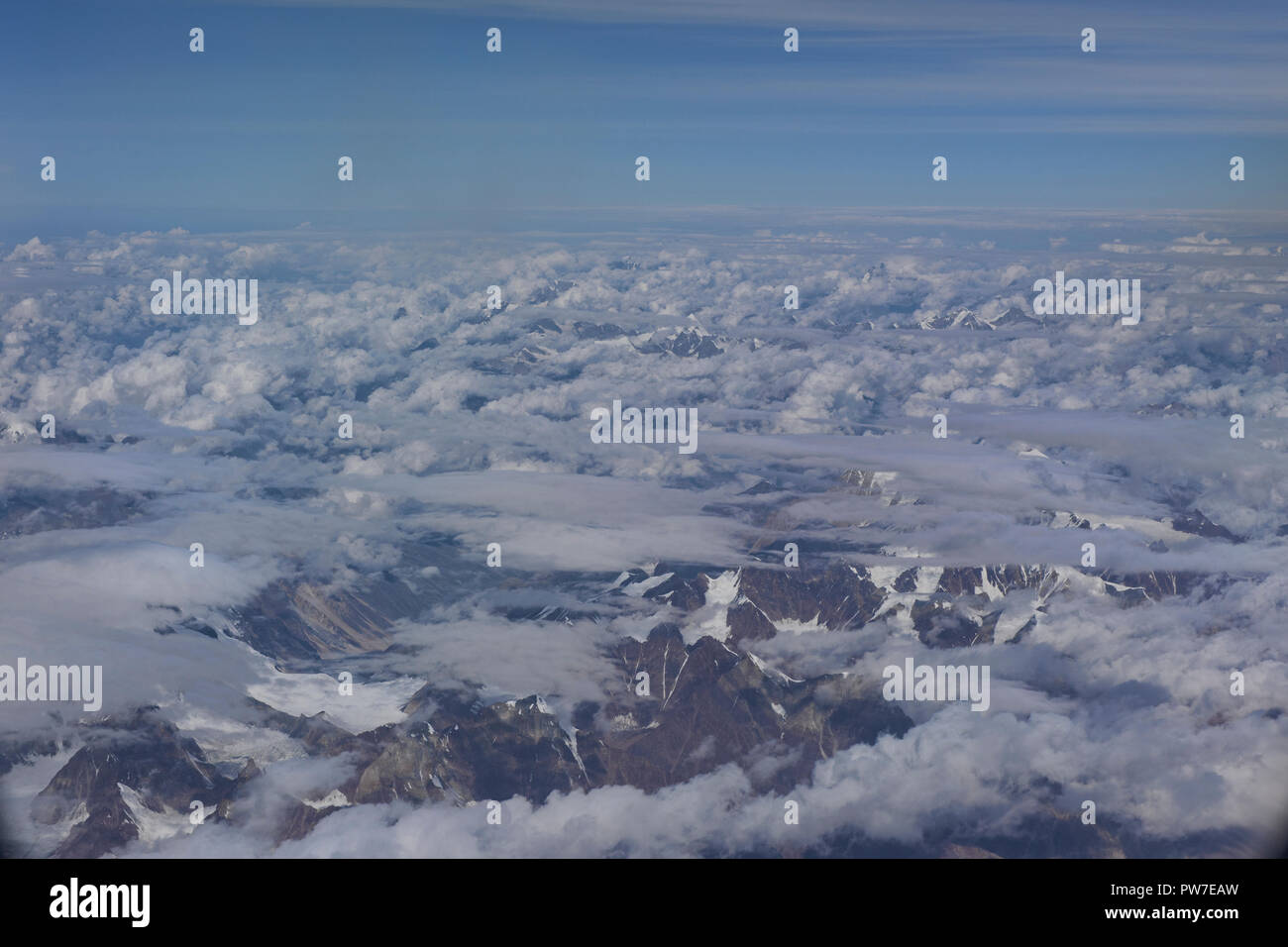 View of the Zanskar and Ladakh mountain ranges from above, Ladakh ...