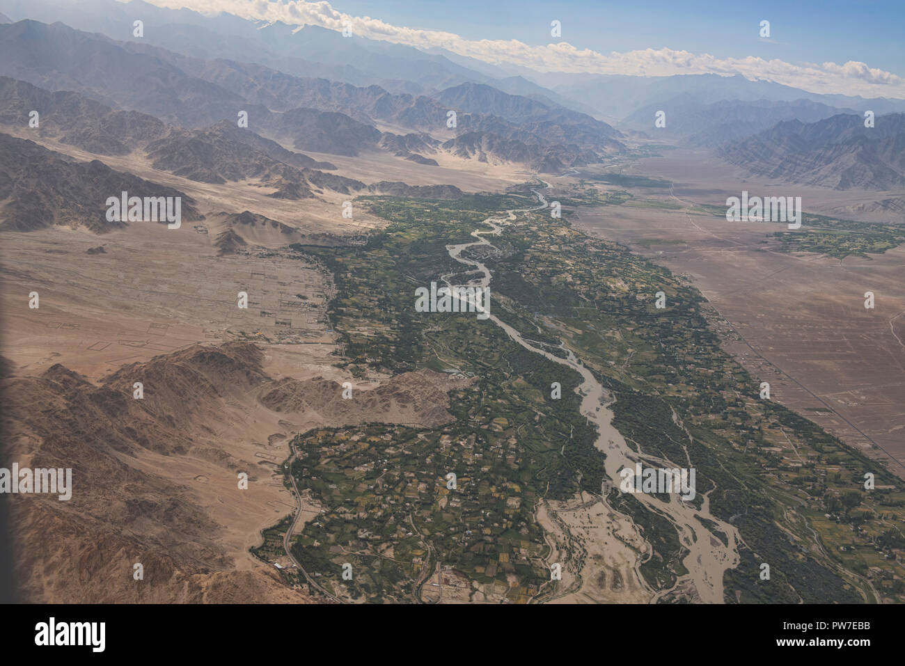 View of the Indus River Valley from above, Ladakh, India Stock Photo ...