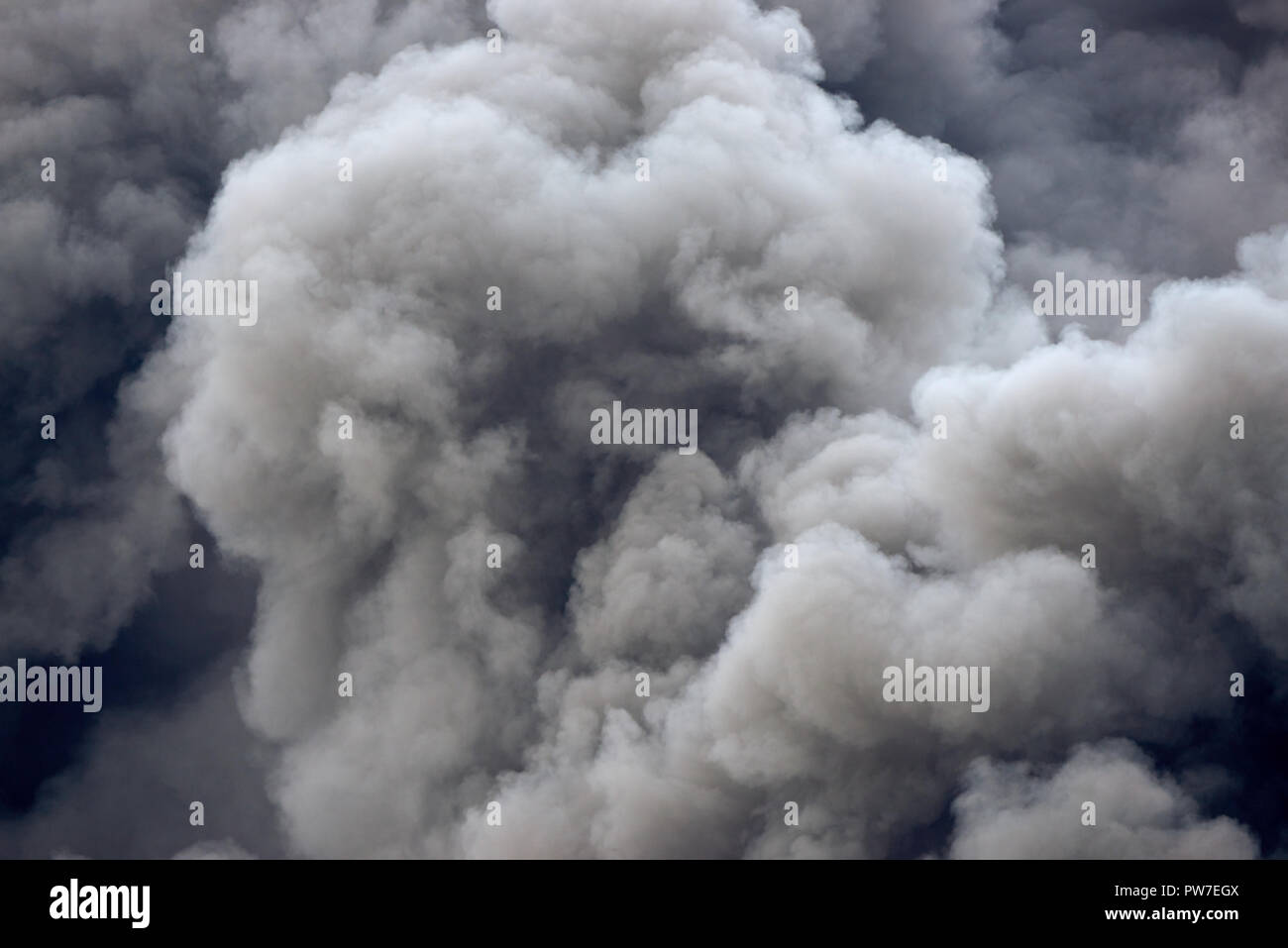 Plumes of toxic pollution clouds from an industrial accident fire Stock ...