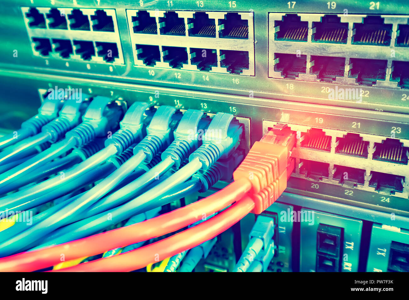 ethernet cable on network switches background Stock Photo - Alamy