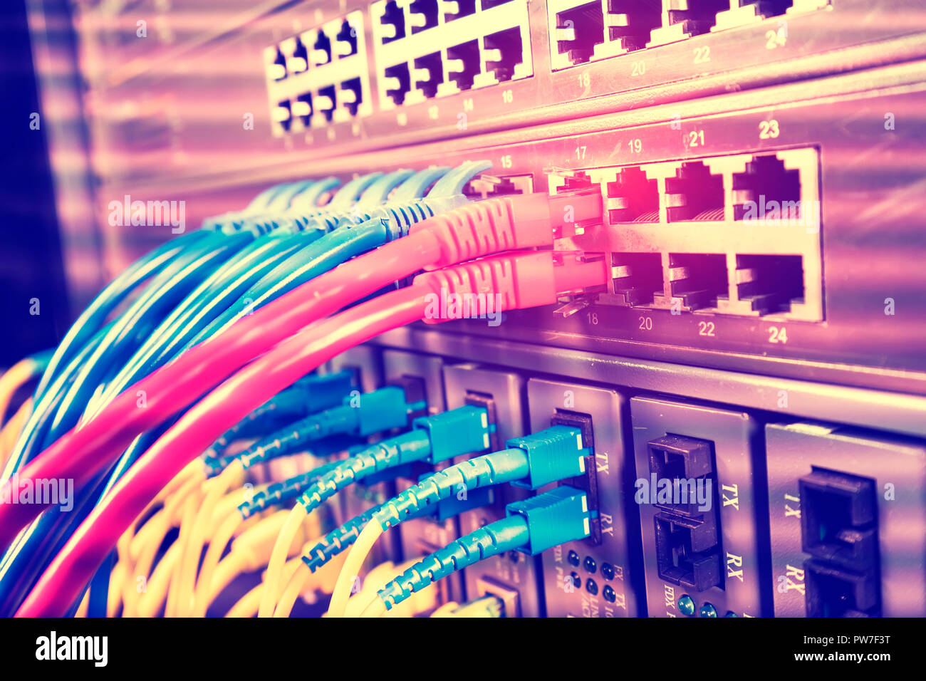 ethernet cable on network switches background Stock Photo - Alamy