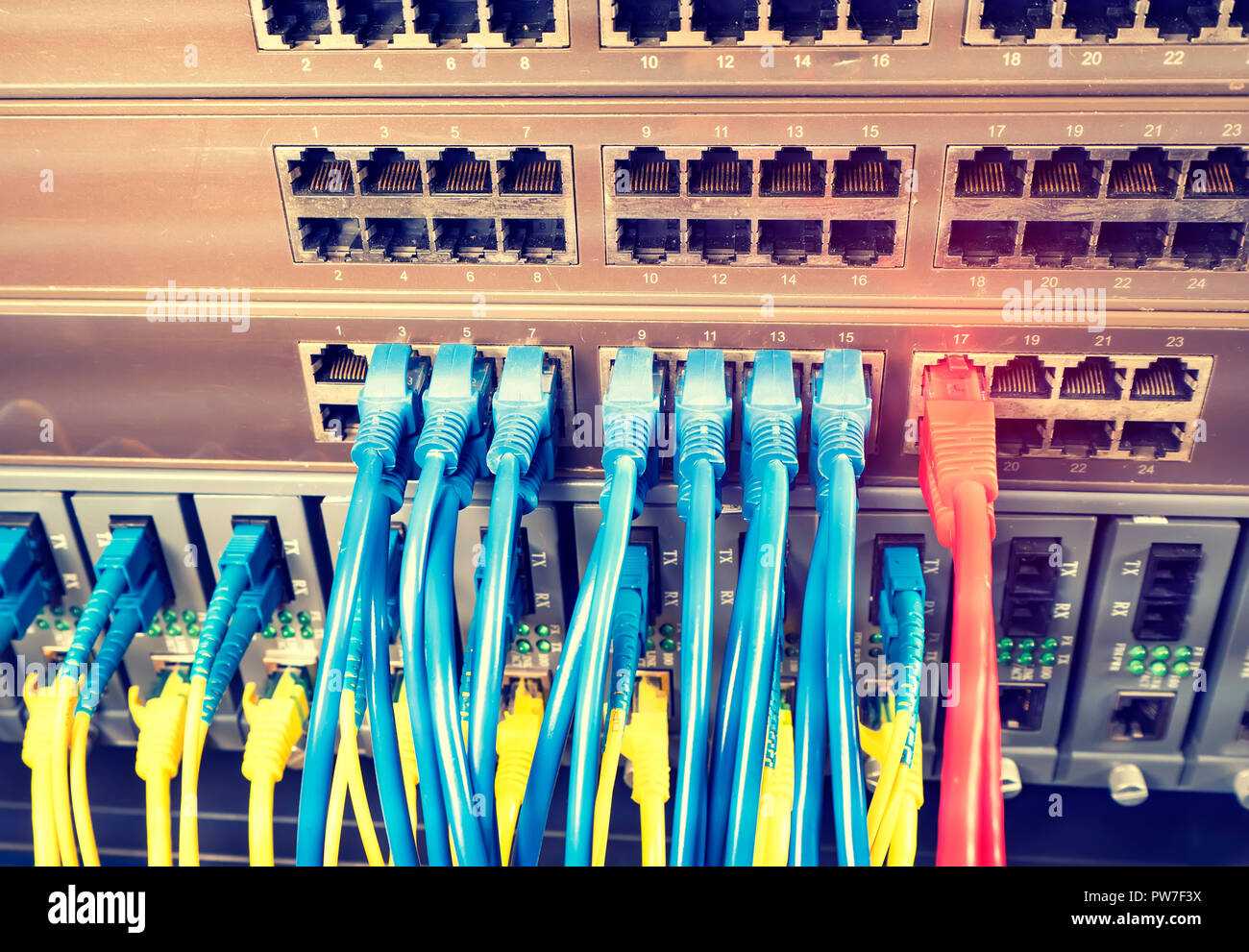 ethernet cable on network switches background Stock Photo - Alamy