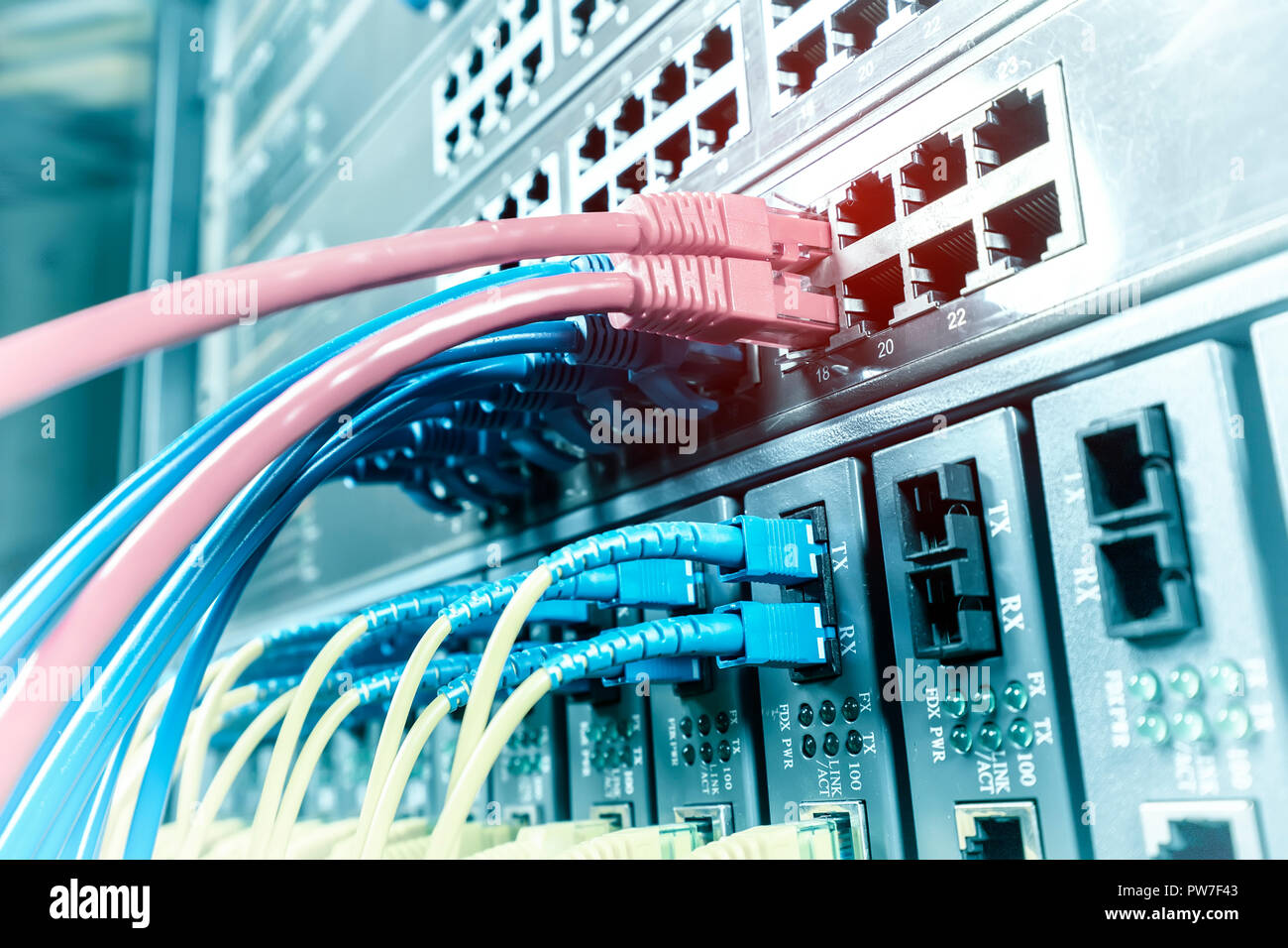 ethernet cable on network switches background Stock Photo - Alamy