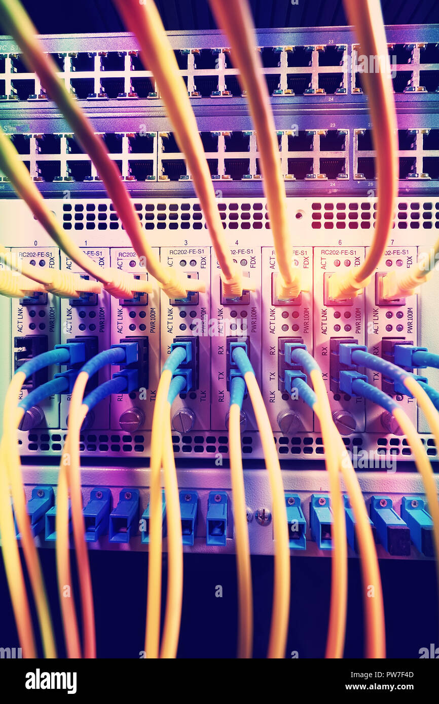 optical fibre information technology equipment in data center Stock ...