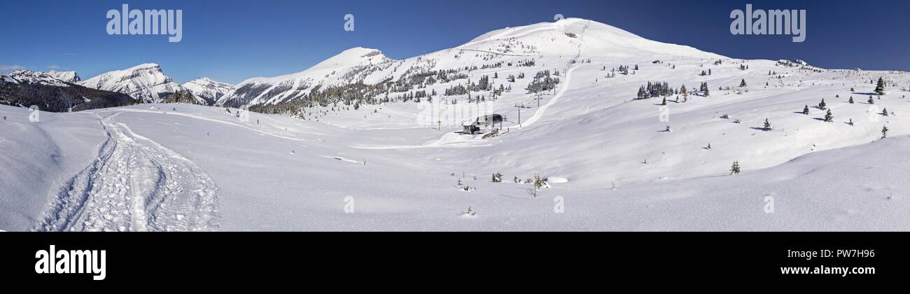 Wide Panoramic Landscape Sunshine Meadows Ski Area Snow Covered Rocky ...