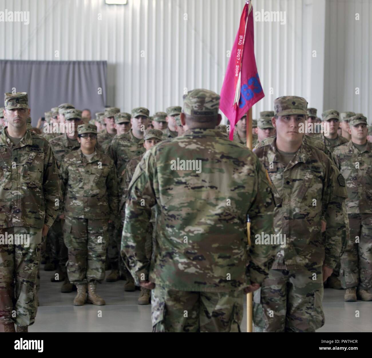 The 3637th Support Maintenance Co. stands at attention during the unit ...