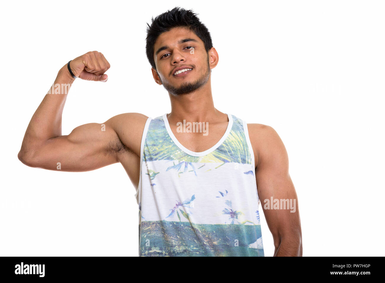Muscular man flexing biceps hi-res stock photography and images - Alamy