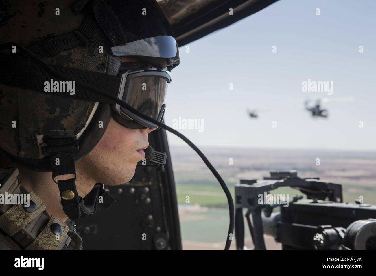 U.S. Marine Corps Cpl. Christopher Madere, crew chief, with Marine ...