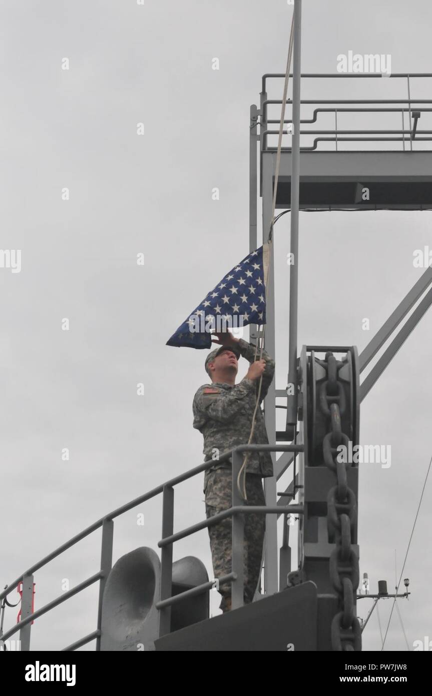U.S. Army Sgt. David Calkins, a watercraft operator assigned to the ...