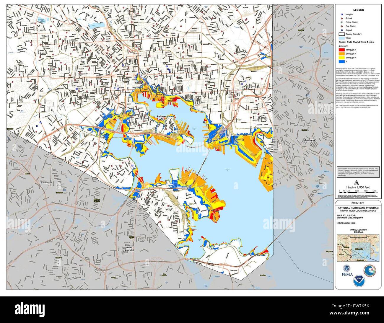 National Hurricane Program's Baltimore City storm tide flood risk map ...