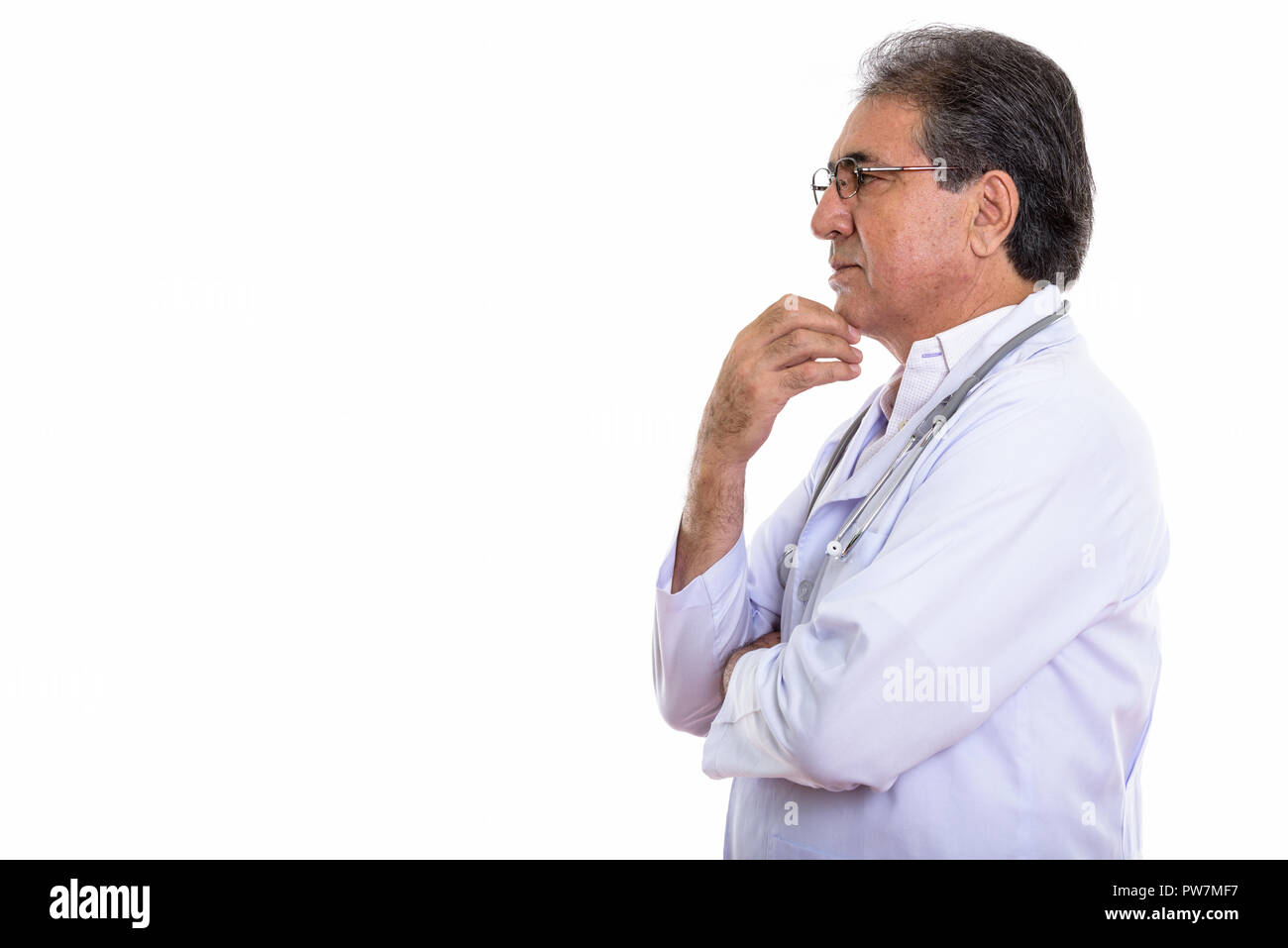 Elderly man thinking hand Cut Out Stock Images & Pictures - Alamy