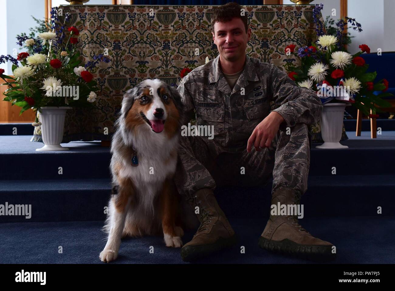 Staff Sgt. Kolton Rottinghaus trained to become Milo’s handler. Milo is ...