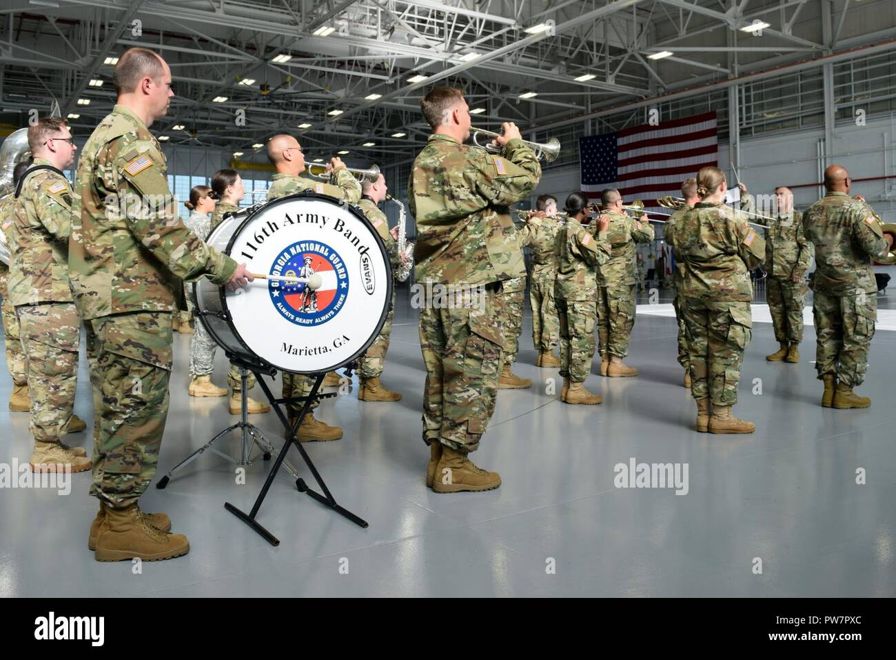 The 116th Army Band plays the Army Song at the conclusion of change of ...