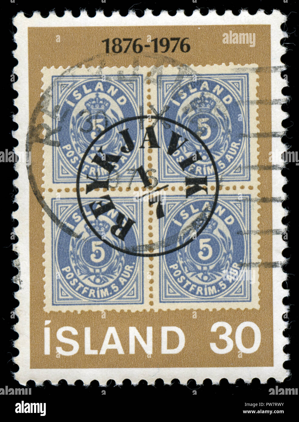 Postmarked stamp from Iceland in the Stamp On Stamp series issued in ...