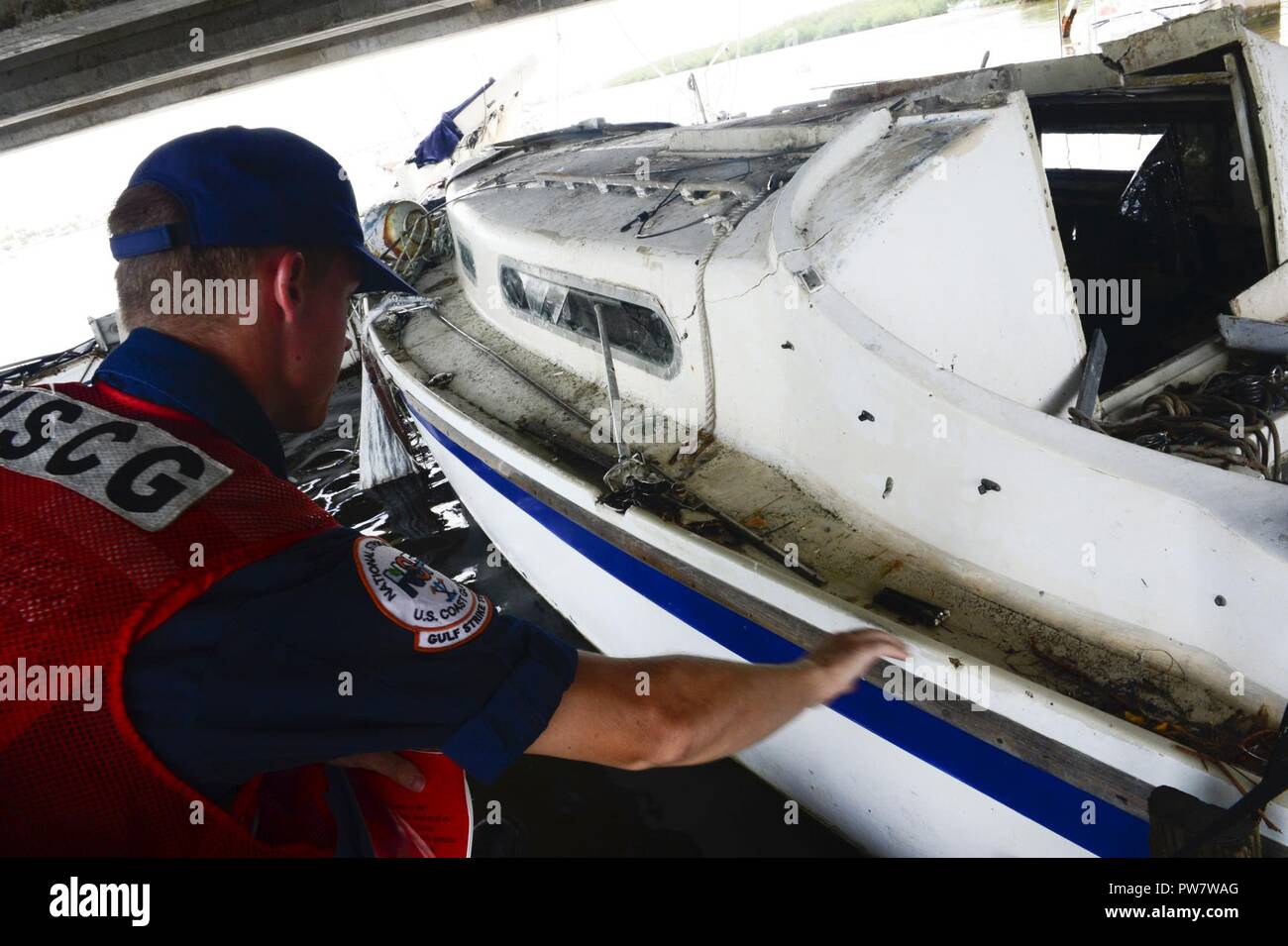 A Coast Guard crewmember with the Florida Keys Branch of the Emergency ...