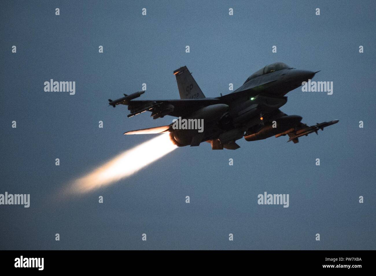 An F-16 Fighting Falcon assigned to the 480th Fighter Squadron takes ...