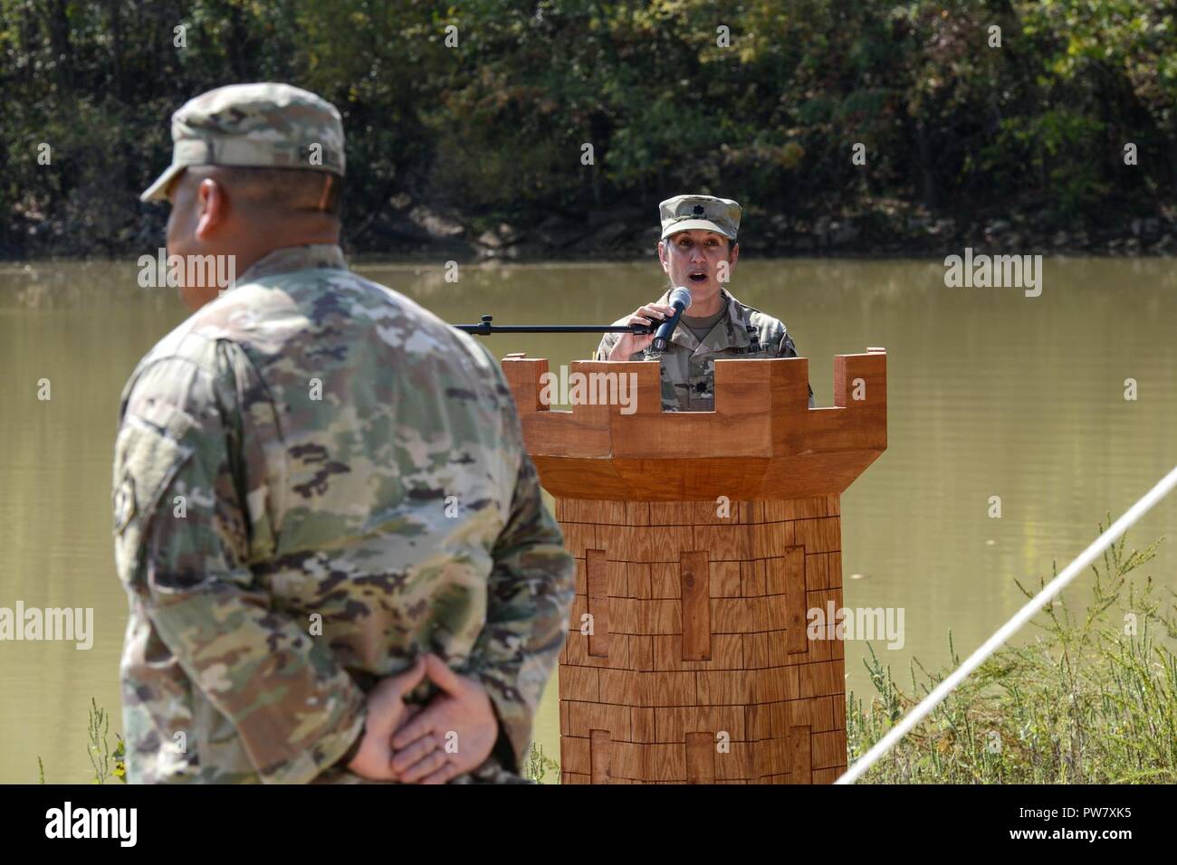 LTC Estee Pinchasin addresses the gathering during the 502D Multi-Role ...