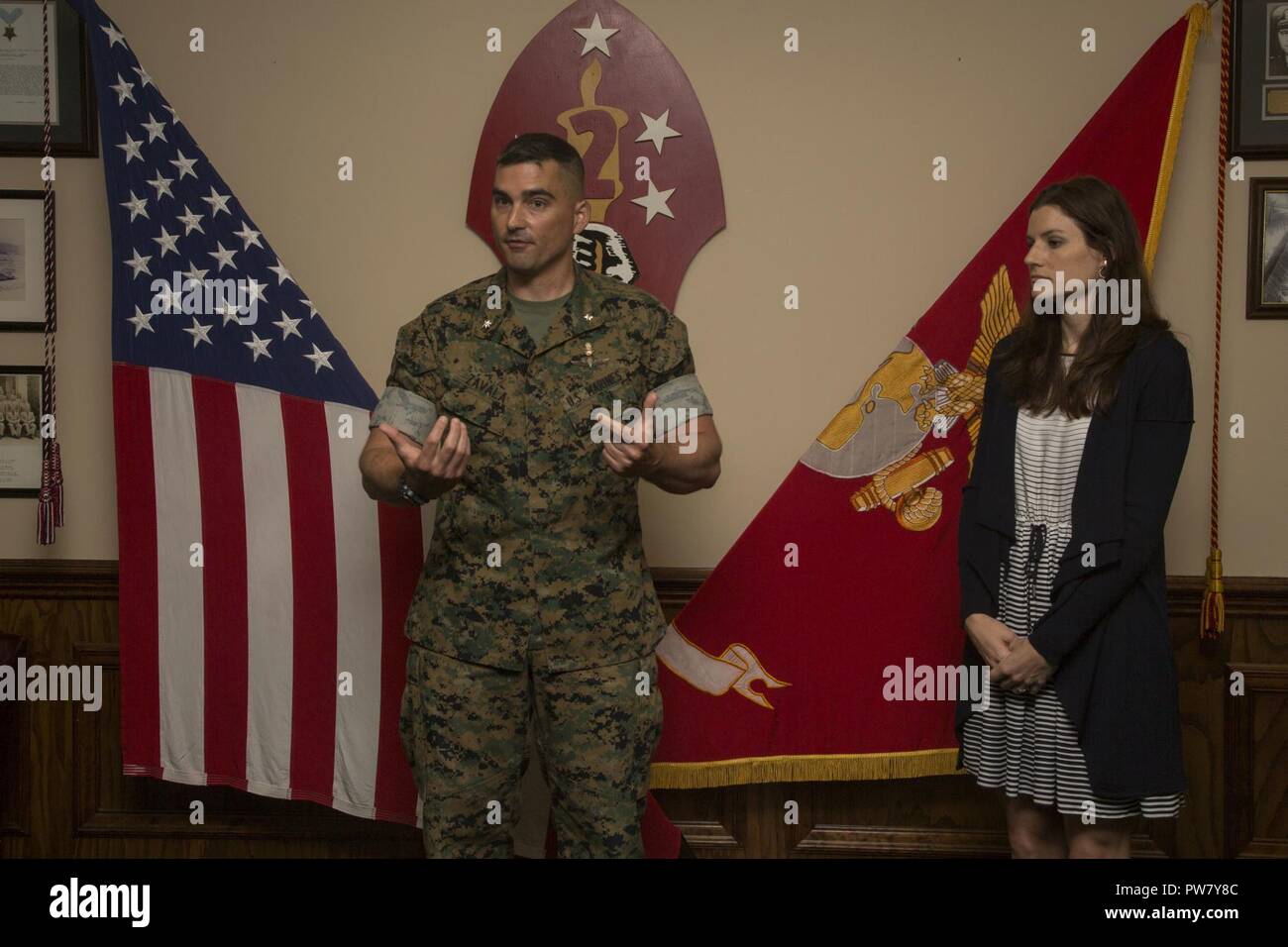 U.S. Marine Corps Lt. Col. Francisco X. Zavala gives his remarks ...