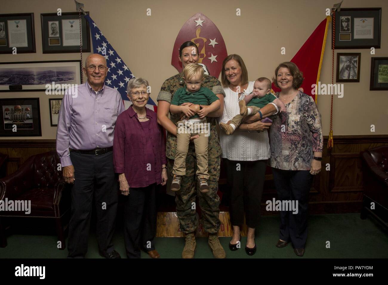 U.S. Marine Corps Lt. Col. Sarah B. Lenz poses with her family ...
