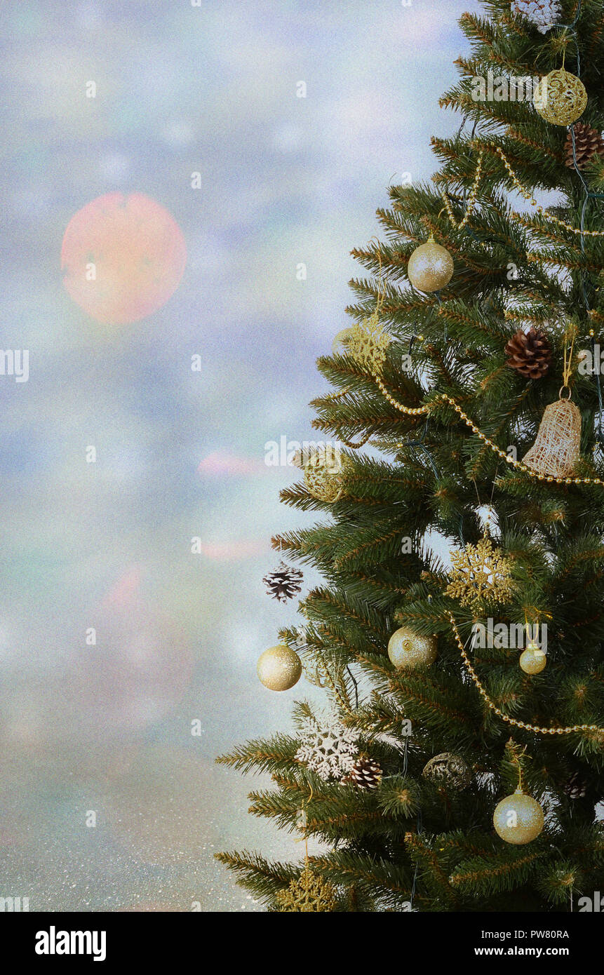 Christmas Tree Decoration Christmas tree lit background Stock Photo - Alamy
