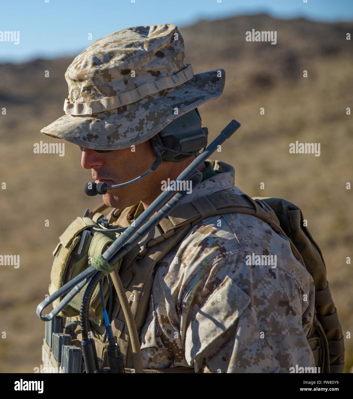 U.S. Marine Corps Gunnery Sgt. Dennis Everett, a company operations ...