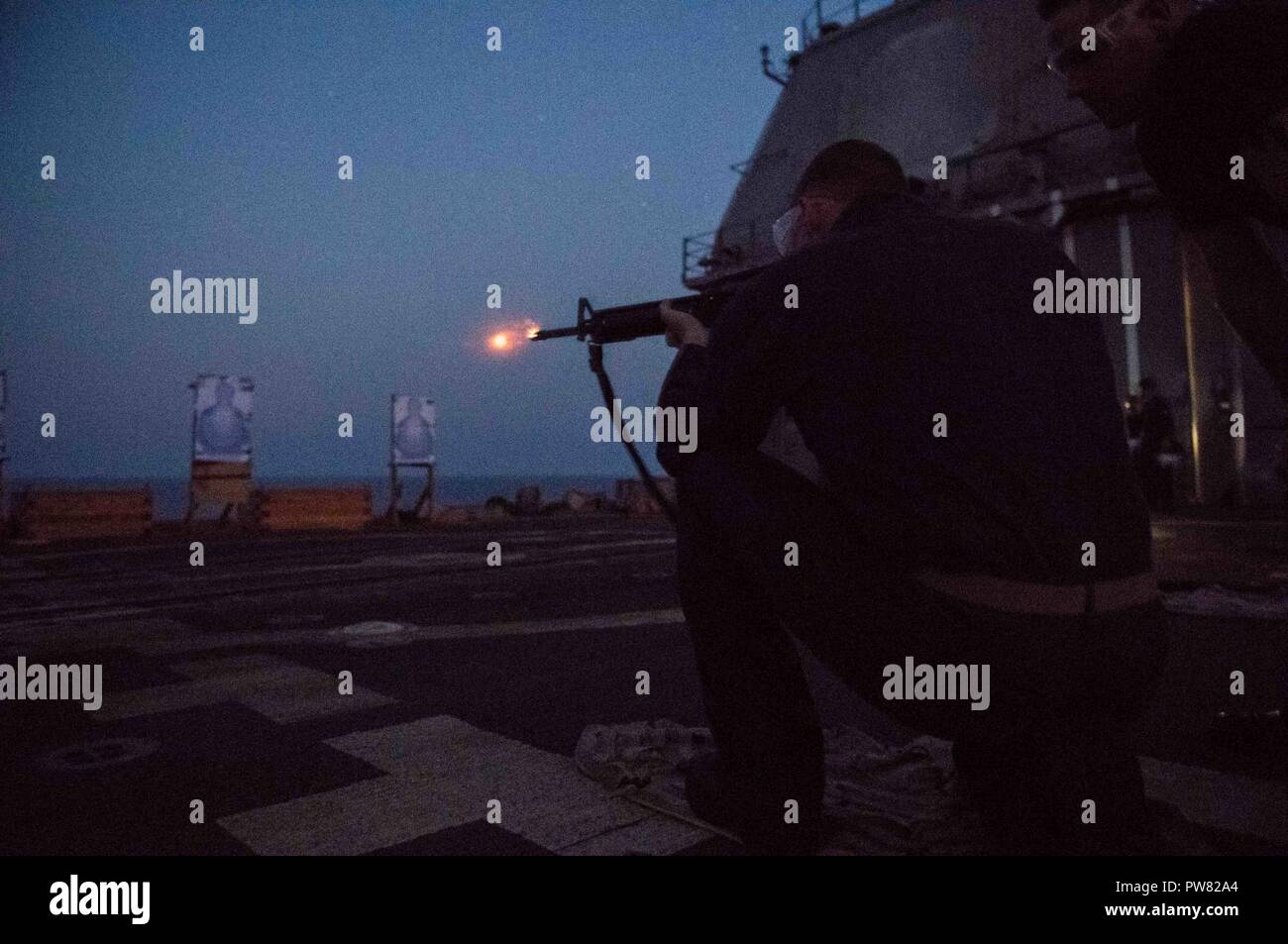 ARABIAN GULF (Sept. 23, 2017) Chief Boatswain's Mate Shane Slater, from ...