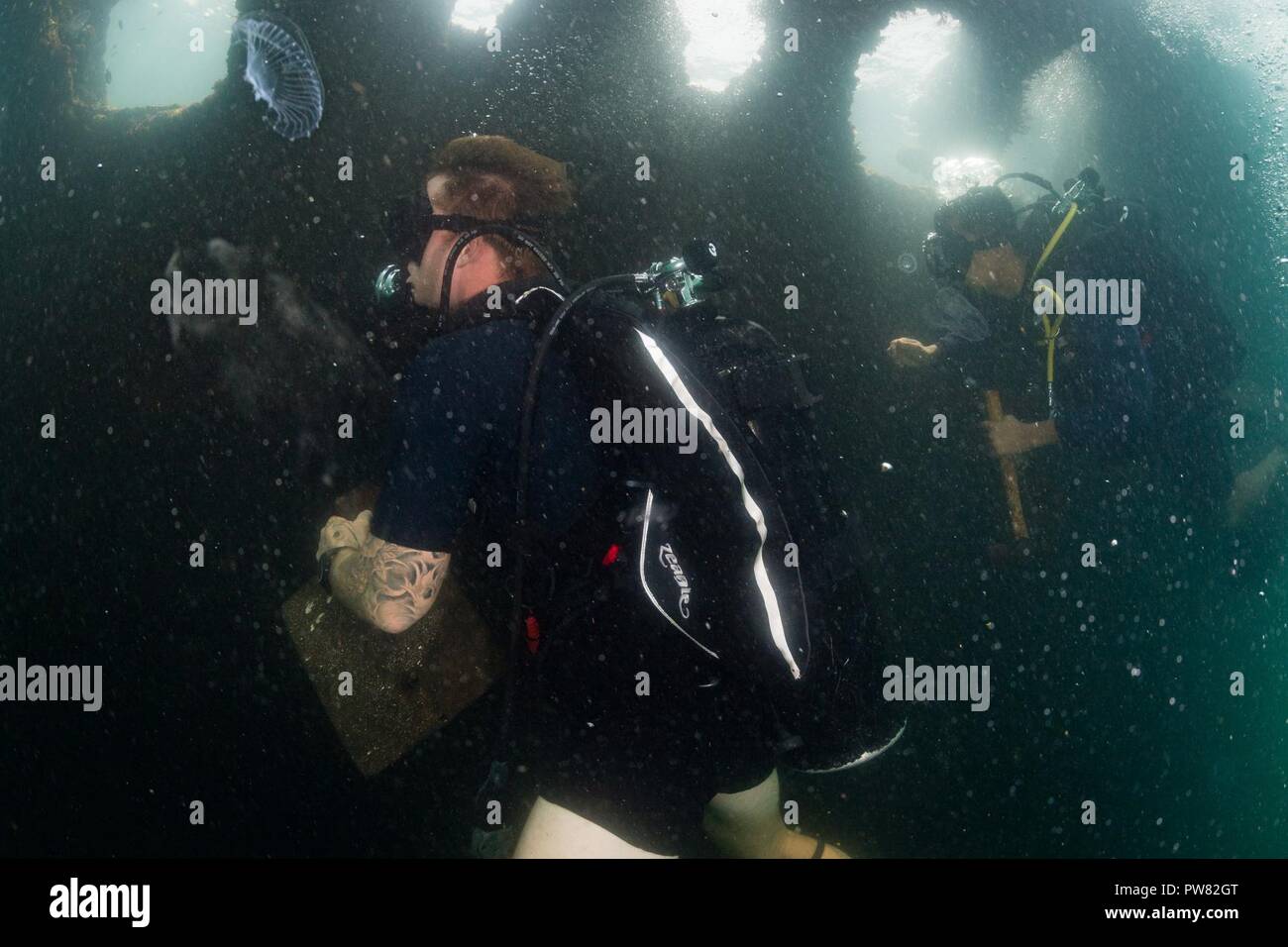 (TRINCOMALEE, Sri Lanka) U.S. Navy Diver 2nd Class Alec Stuller, assigned to Mobile Diving ...
