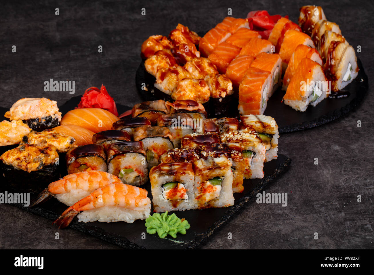 Japanese sushi set with various ingredient Stock Photo - Alamy