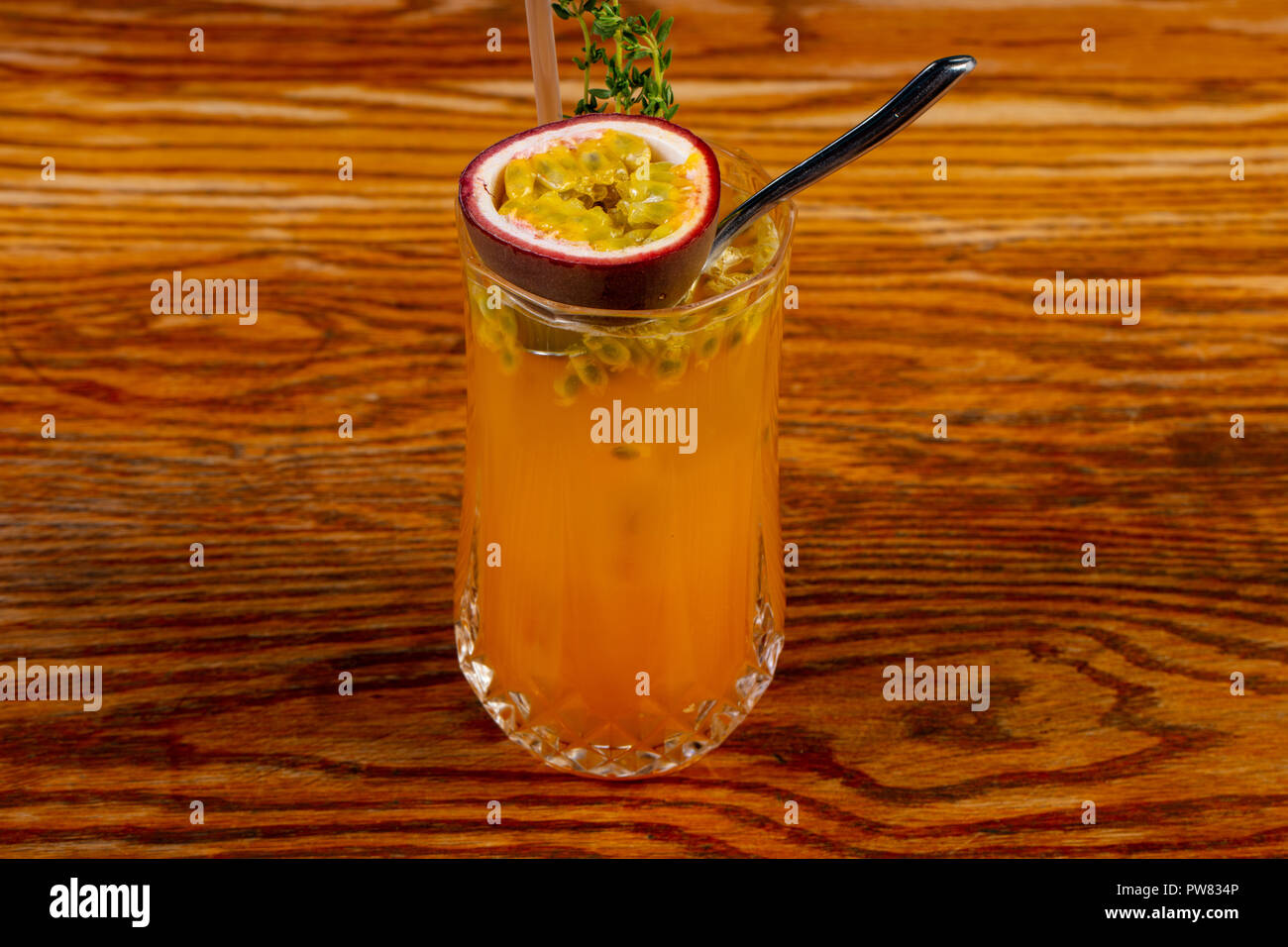 Passion fruit lemonade with seeds Stock Photo - Alamy