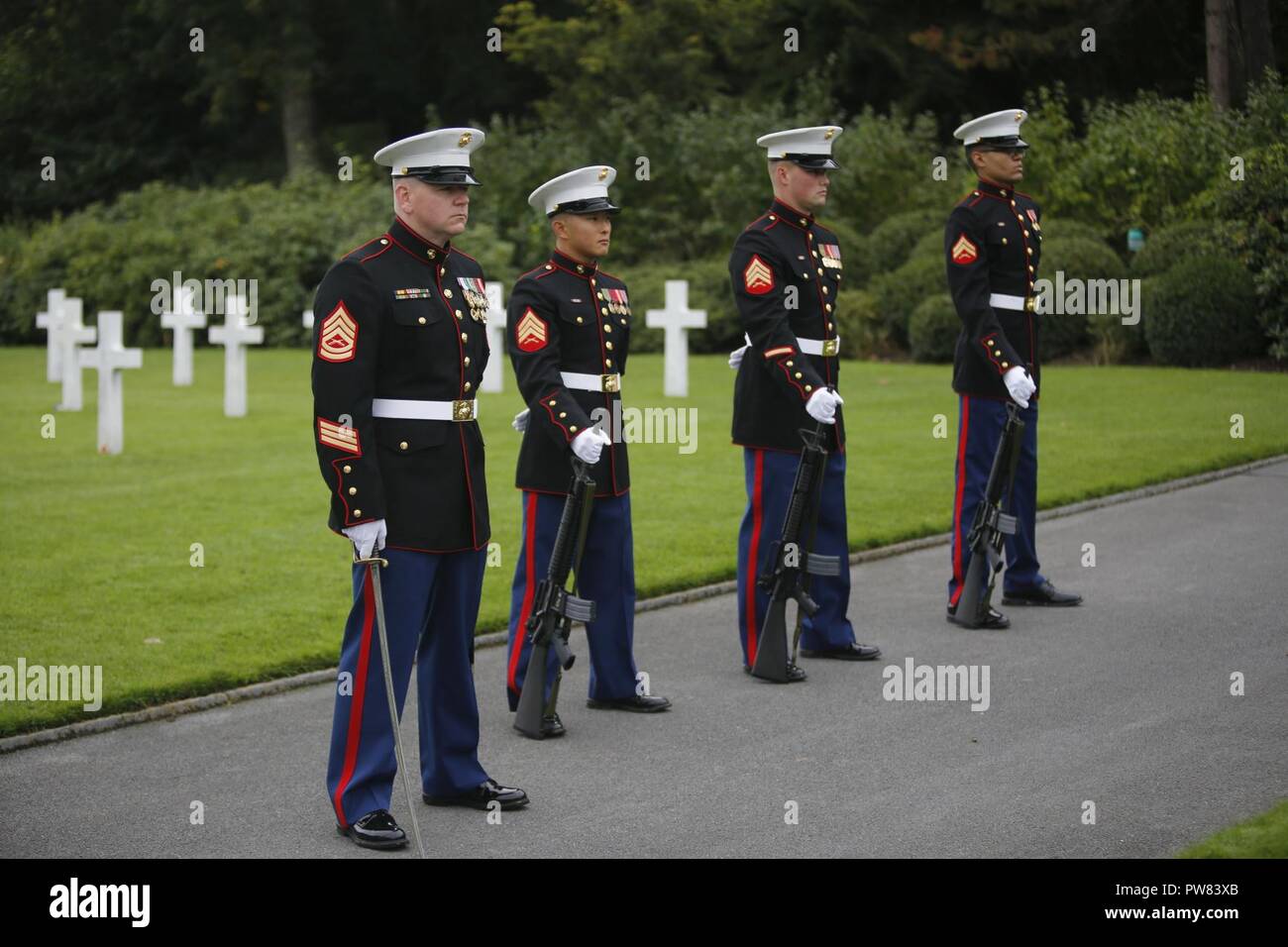 Marine Rifle Detail from Marine Corps Forces Europe and Africa stand at ...