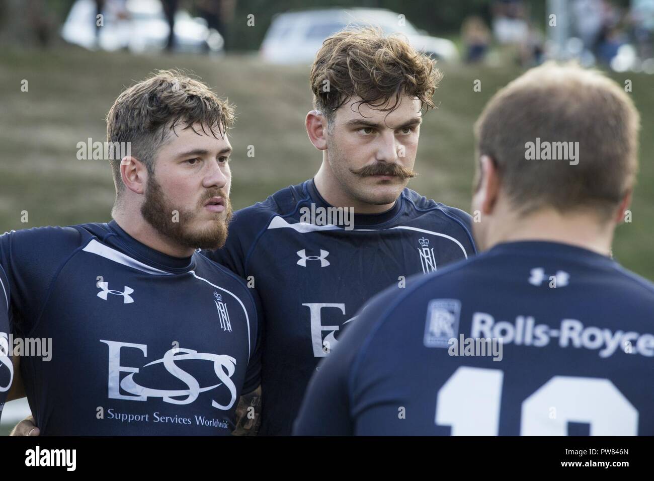 Royal Sailors assigned to the Royal Navy Rugby Team stand by before the ...
