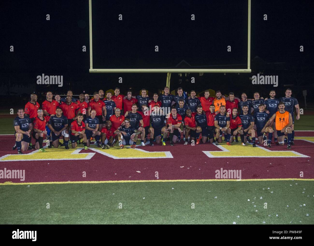 U.S. Marines assigned to the All Marine Rugby Team and Royal sailors ...