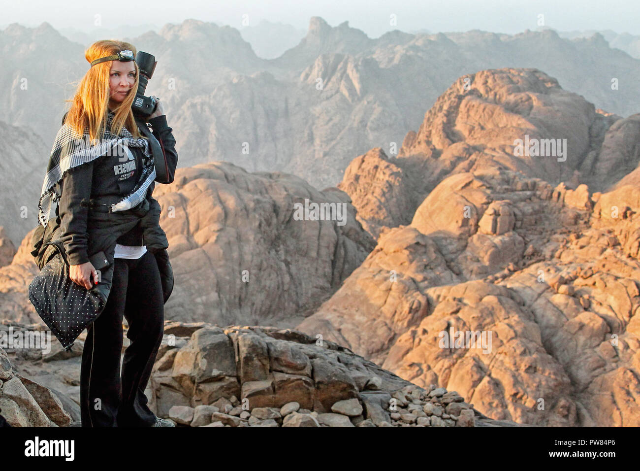 Lady in Mousa Mountain. Saint Catherine. South Sinai. Egypt Stock Photo ...