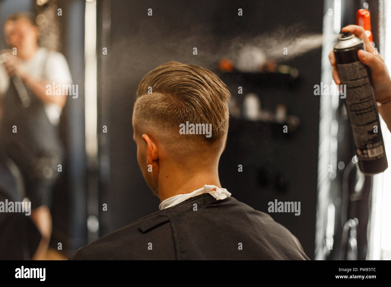 Men's hairstyle close-up. Barbershop. Lifestyle Stock Photo - Alamy