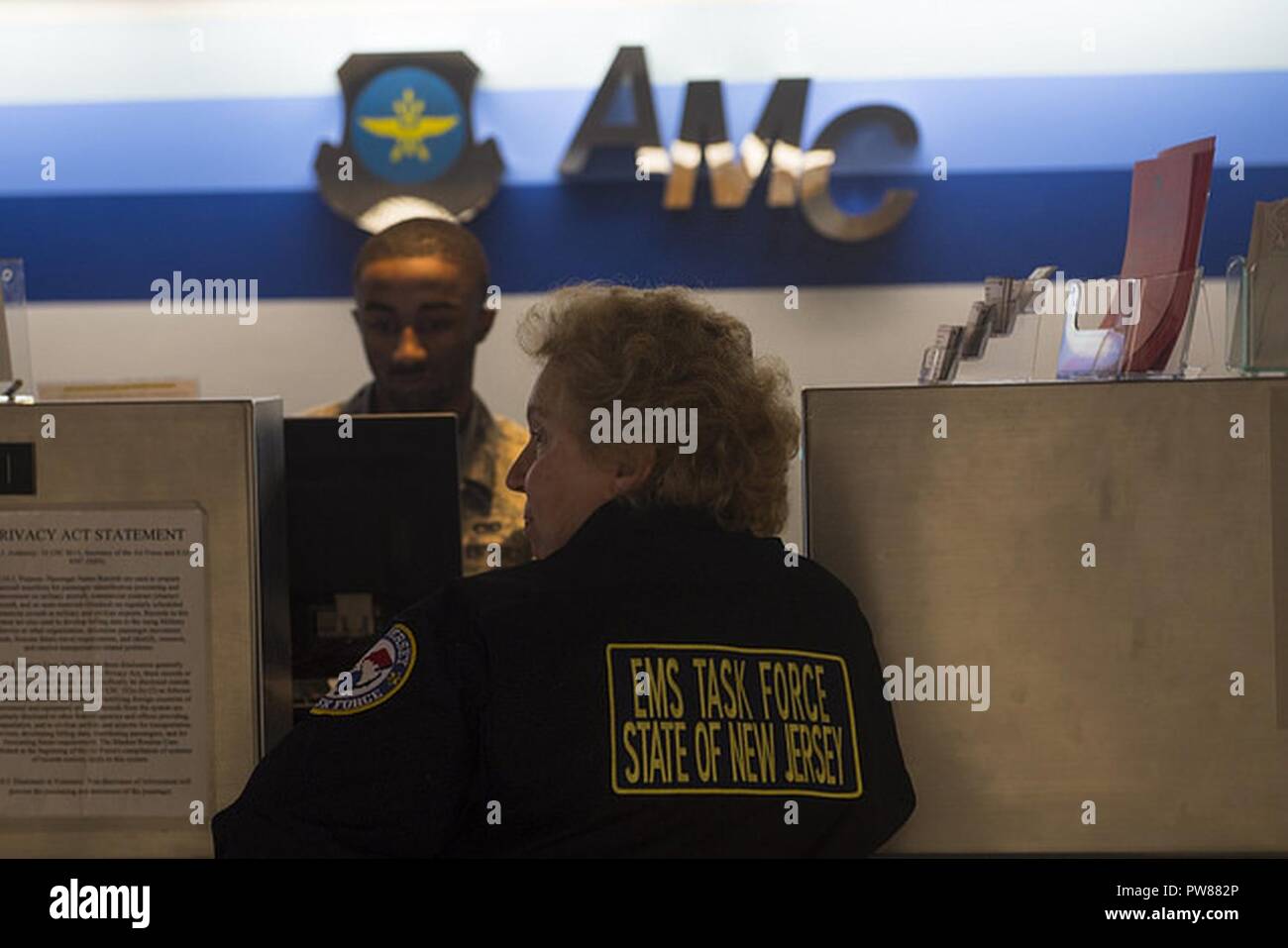 A member of the New Jersey Emergency Medical Service Task Force checks ...