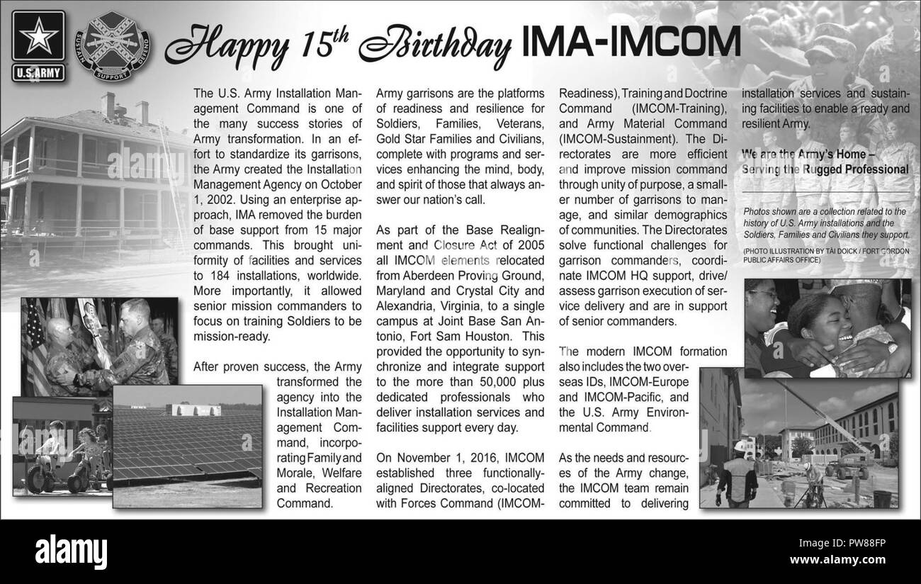 Sunday, Oct. 1, marks U.S. Army Installation Management Command's 15th ...