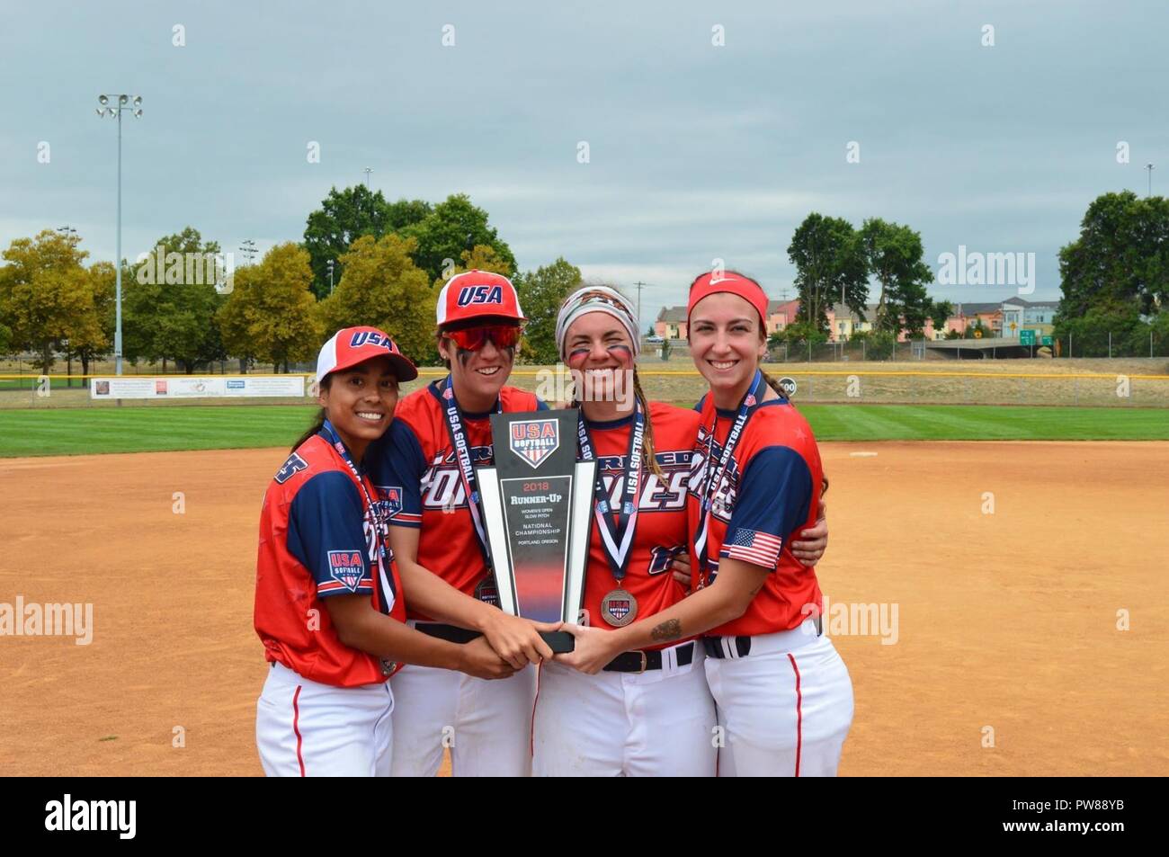 The U.S. Armed Forces Women's Softball Team competes in the 2018 USA ...