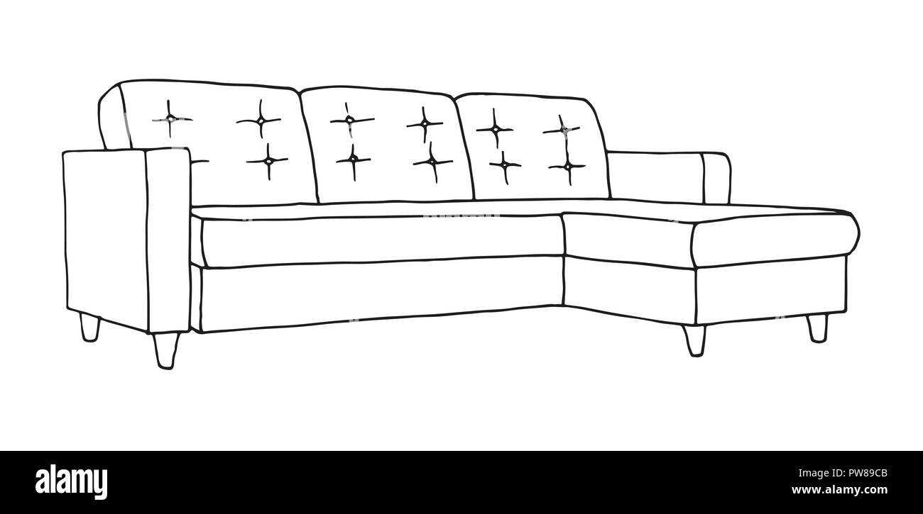 Sofa isolated on white background. Vector illustration in a sketch ...